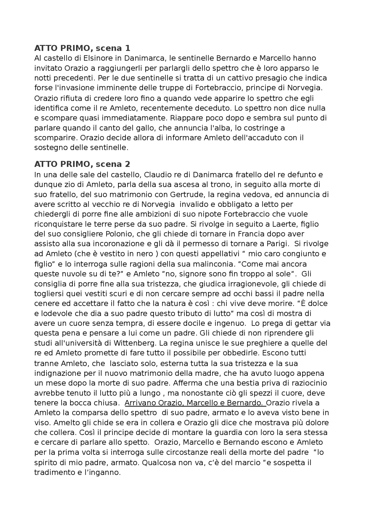 Amleto William Shakespeare Docsity