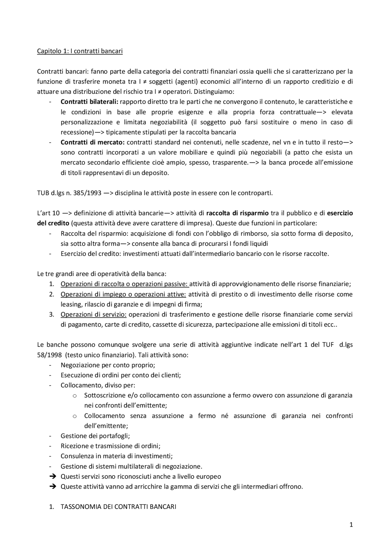 Le Operazioni Bancarie Mborroni M Oriani Riassunto Libro Docsity