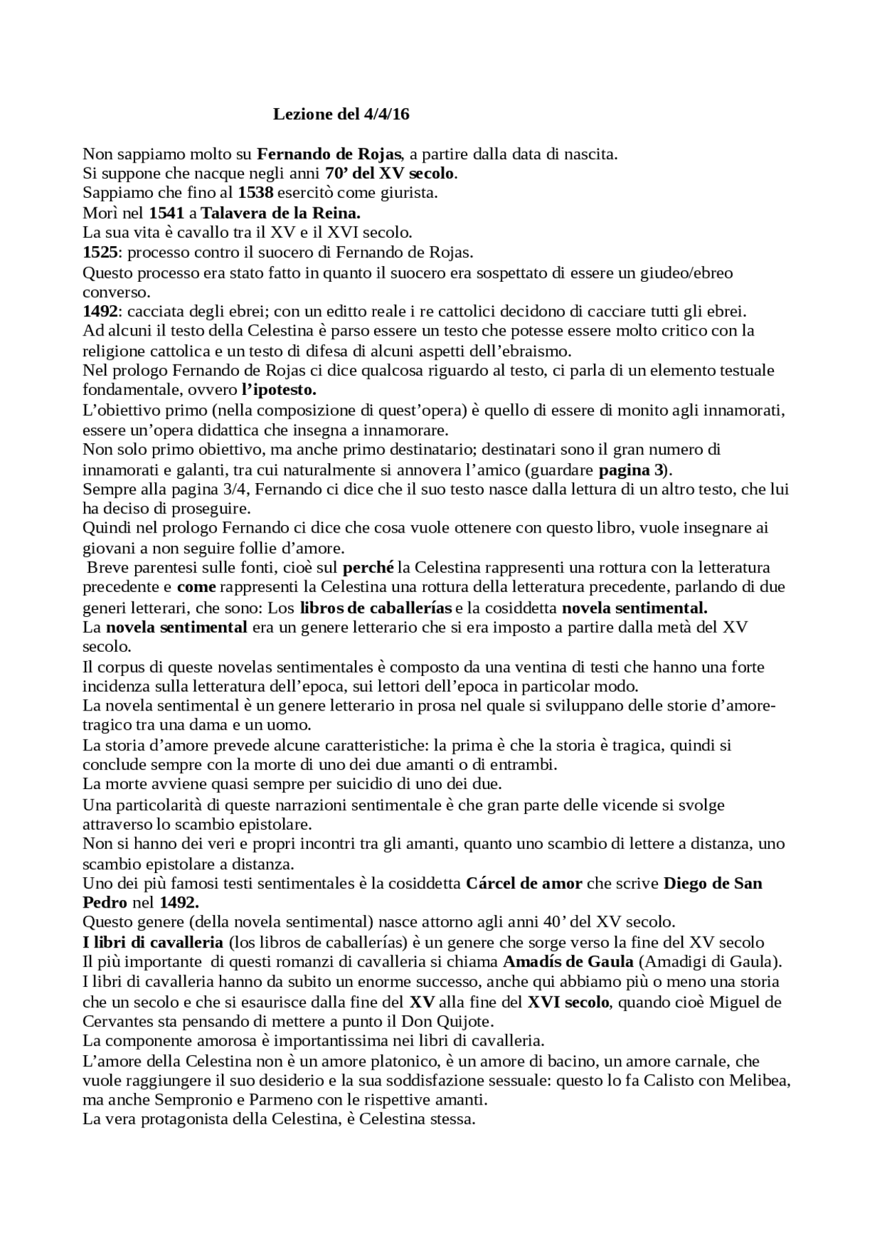 Letteratura Spagnola 1 Modulo B Prof Crivellari Docsity