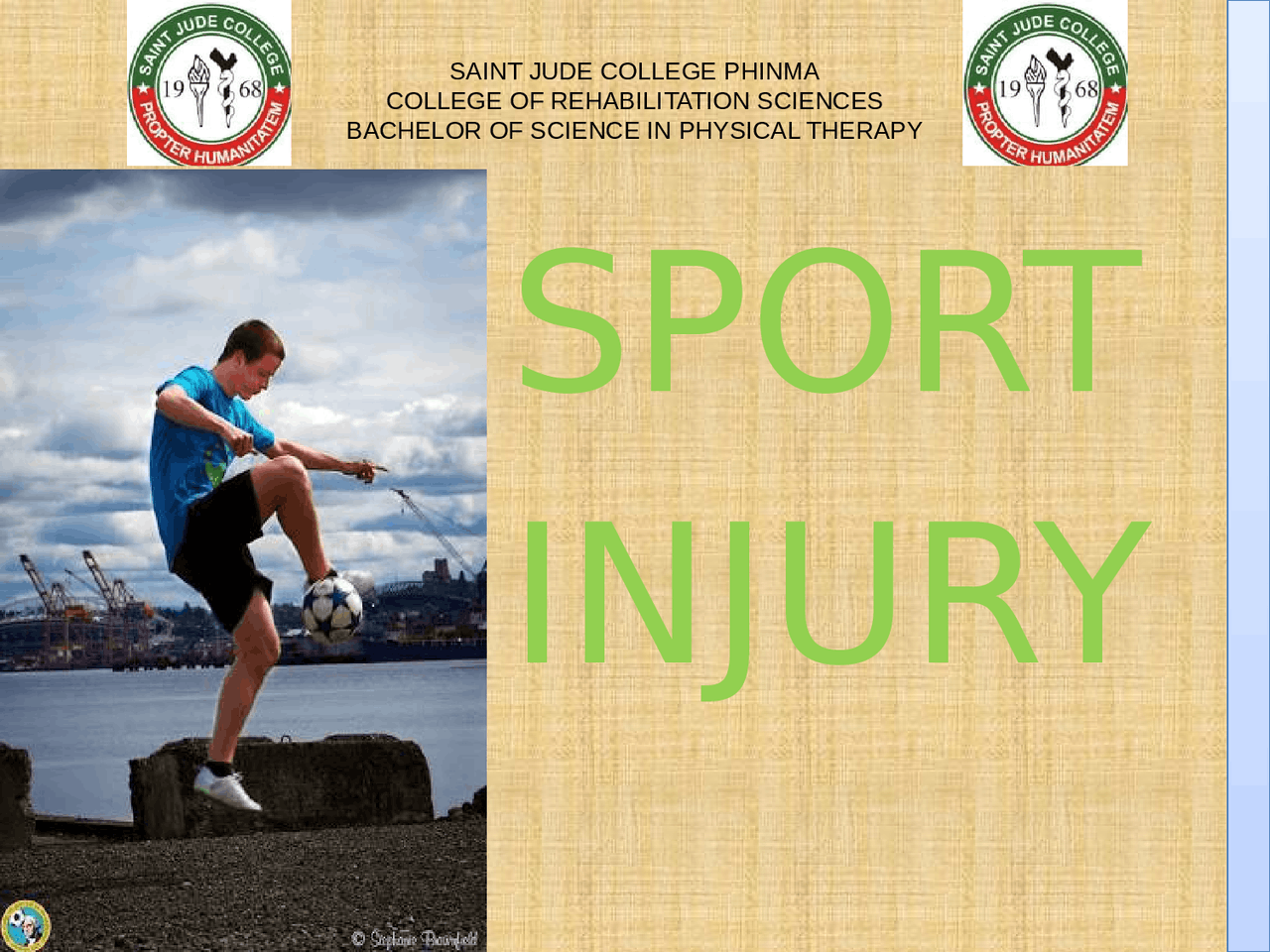 Sports Injury- Lecture | Lecture notes Medical Sciences | Docsity