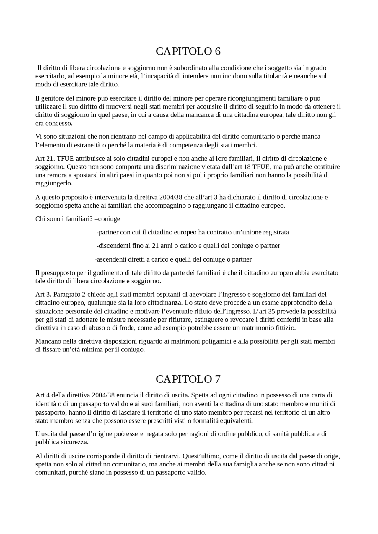 Capitoli 6 7 8 9 Del Libro Diritti Dei Cittadini Europei Docsity