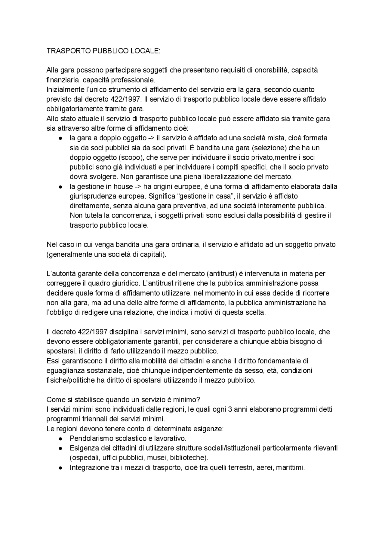 Appunti Sul Trasporto Pubblico Locale Docsity