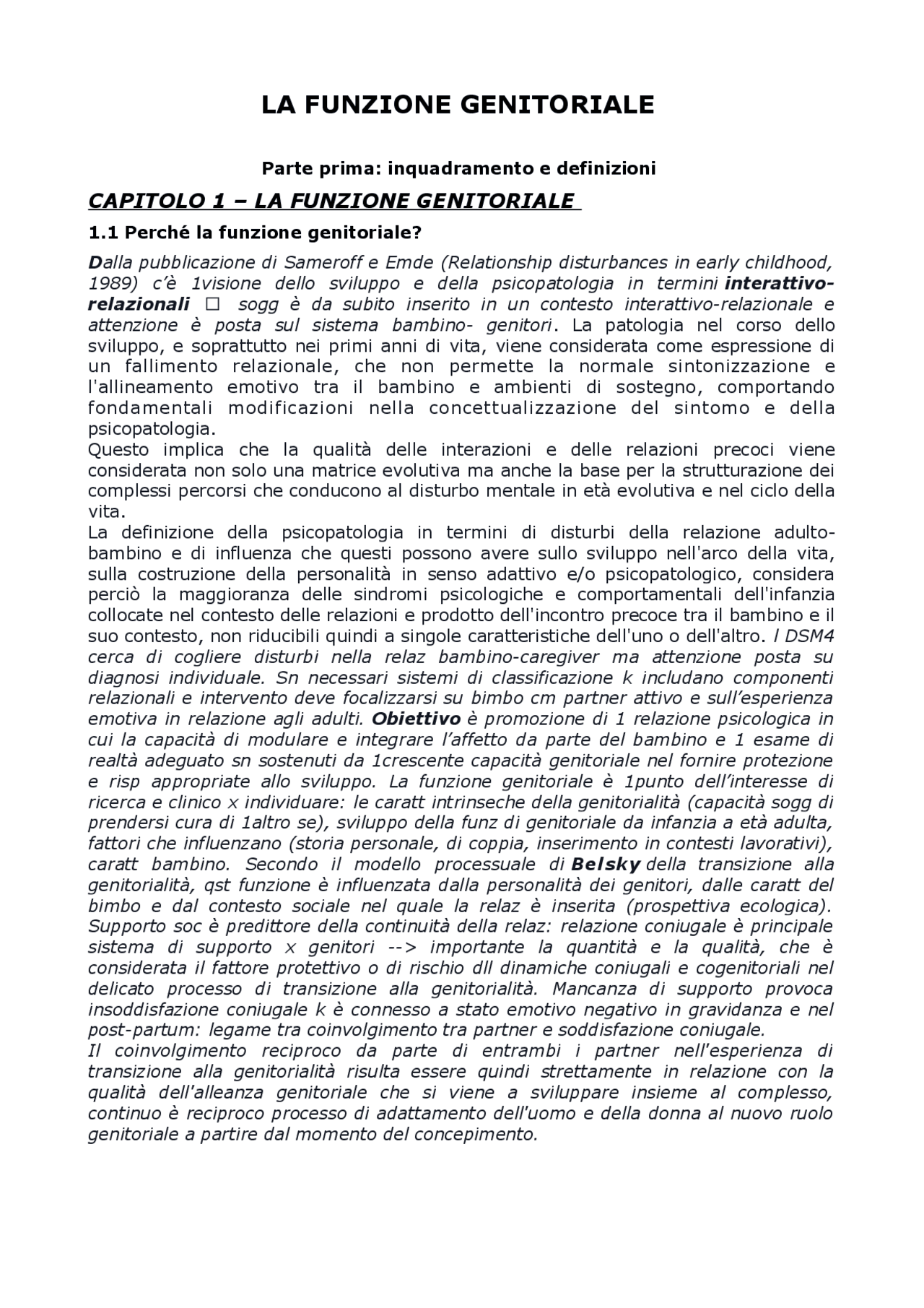 Funzione Genitoriale Docsity