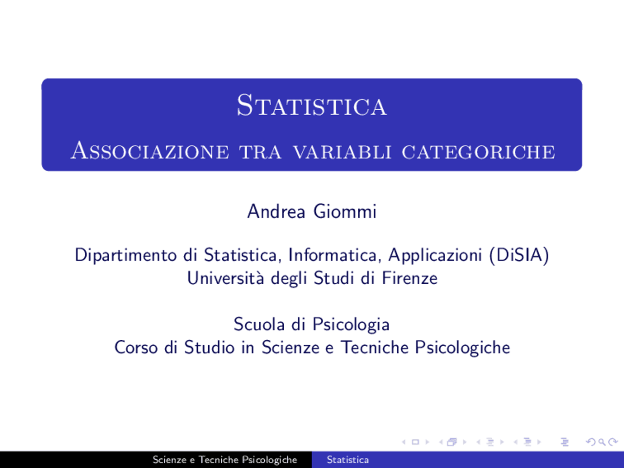 Associazione Tra Variabili Categoriche Docsity