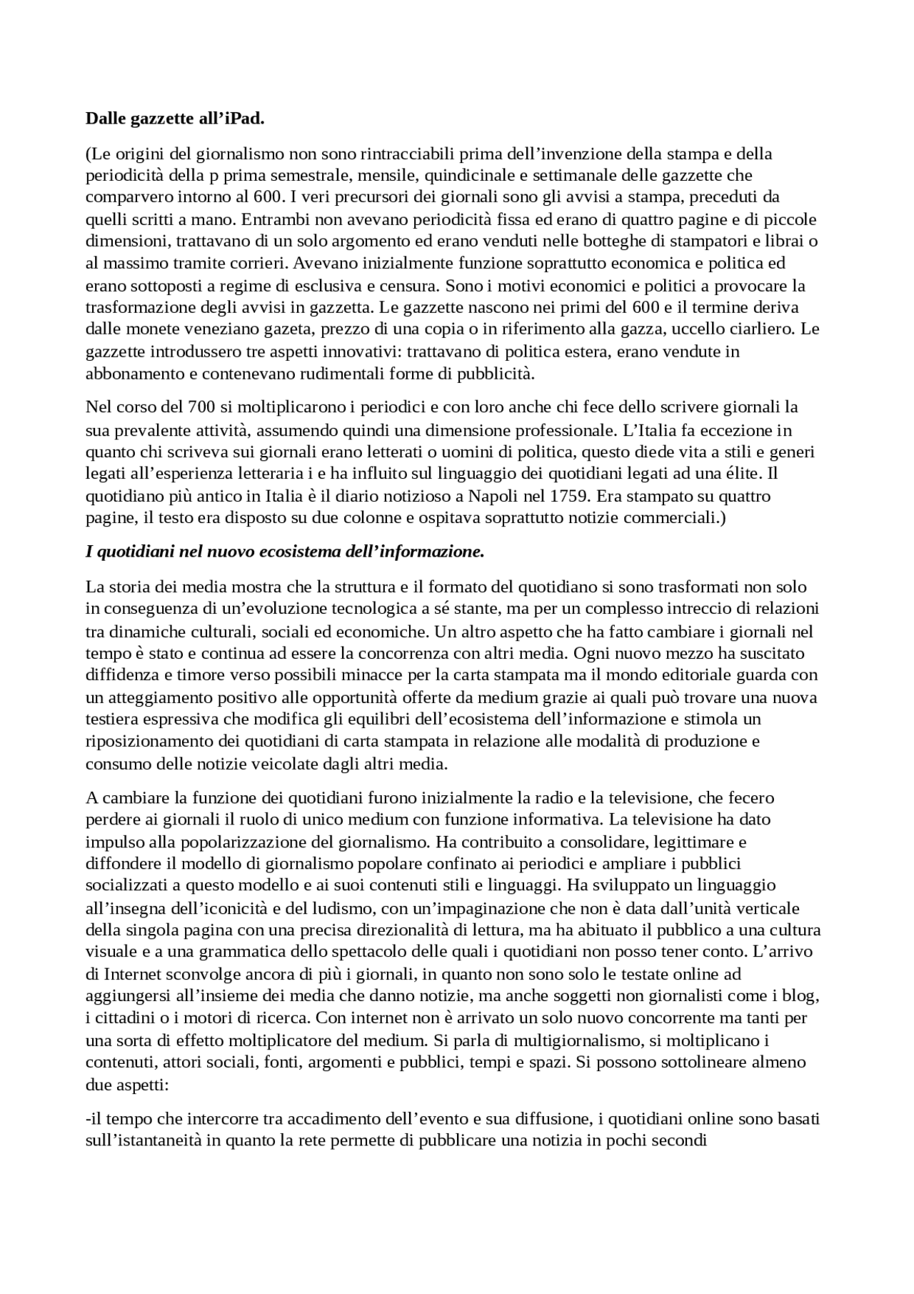 Dalle Gazzette Allipad Docsity