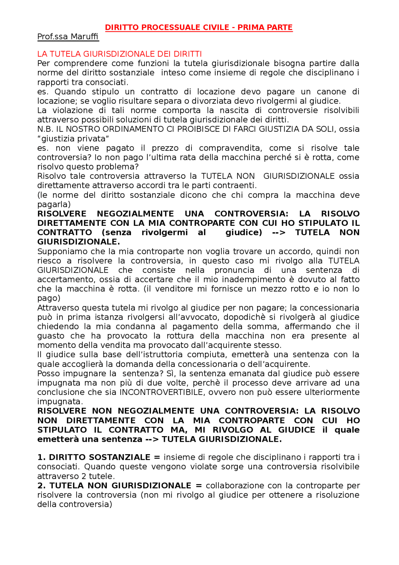 Diritto Processuale Civile Prima Parte Docsity