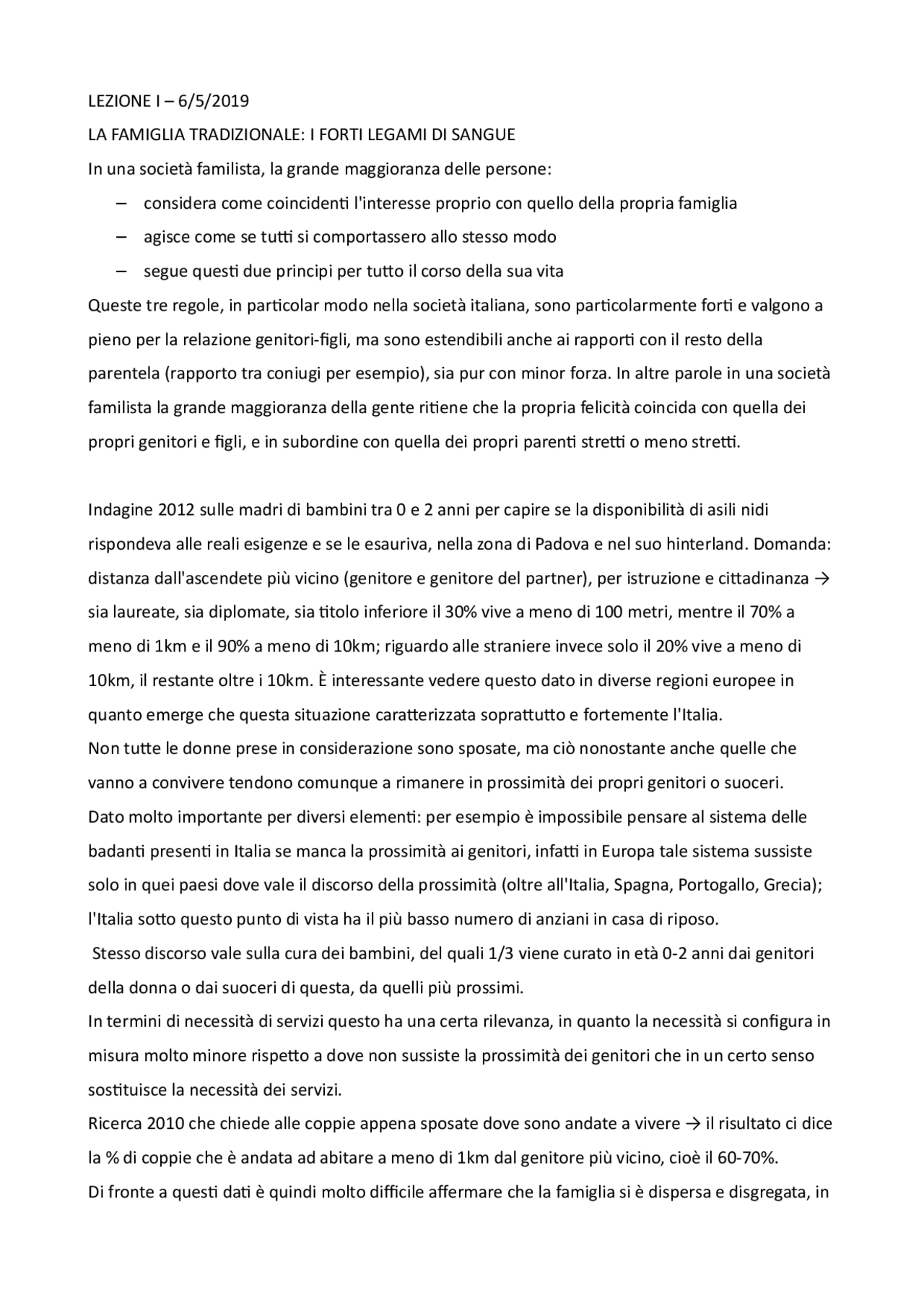 La famiglia in italia - Docsity