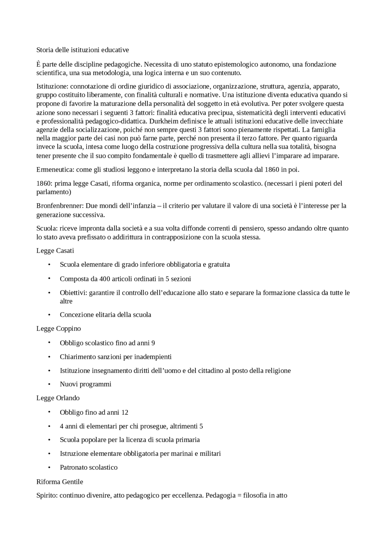 Storia Delle Istituzioni Educative Docsity