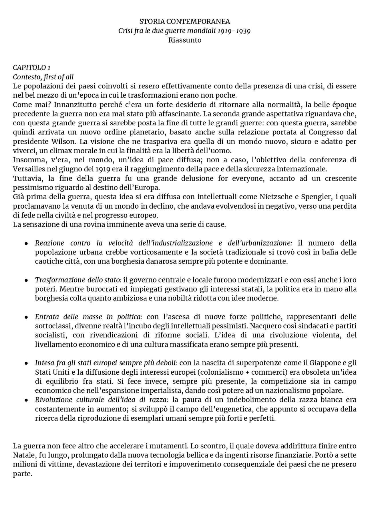 Crisi Tra Le Due Guerre Mondiali 1919 1939 Richard J Overy Docsity