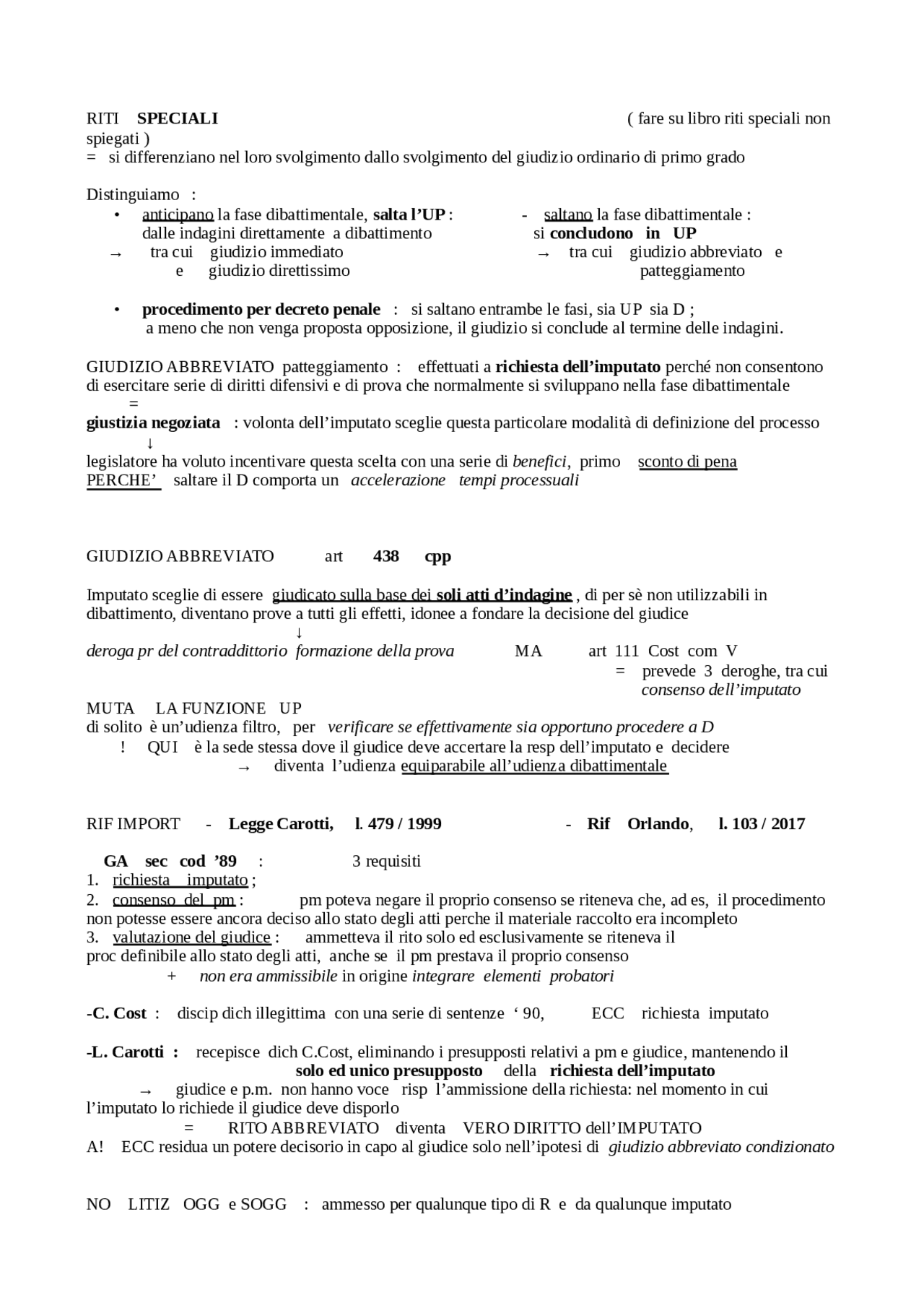 Procedura Penale Riti Speciali Docsity