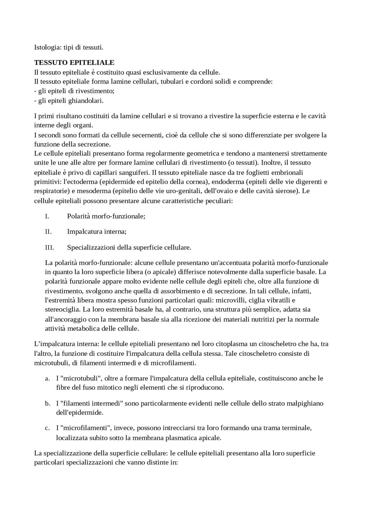 Appunti Di Istologia Docsity
