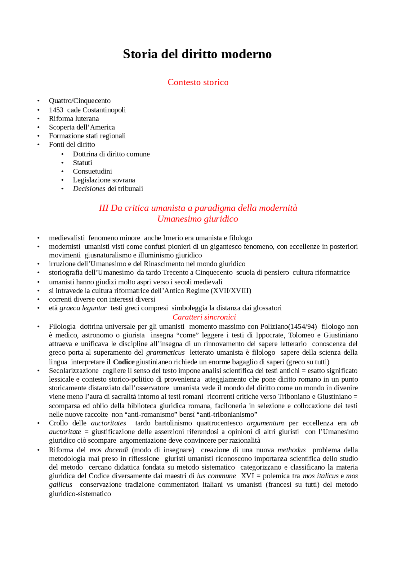 Riassunti Storia Del Diritto Moderno Docsity