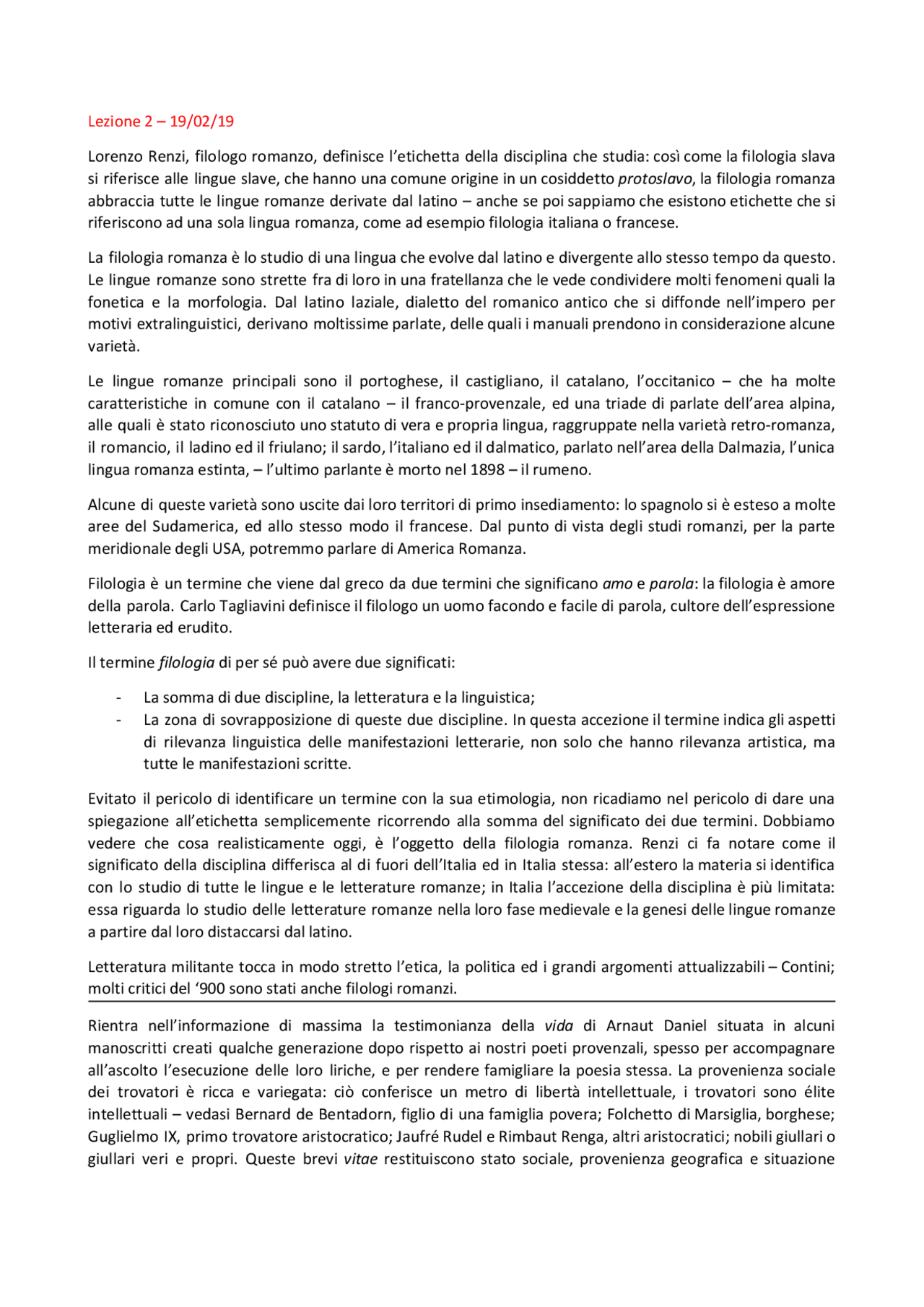Filologia Romanza Arnaut Daniel Docsity