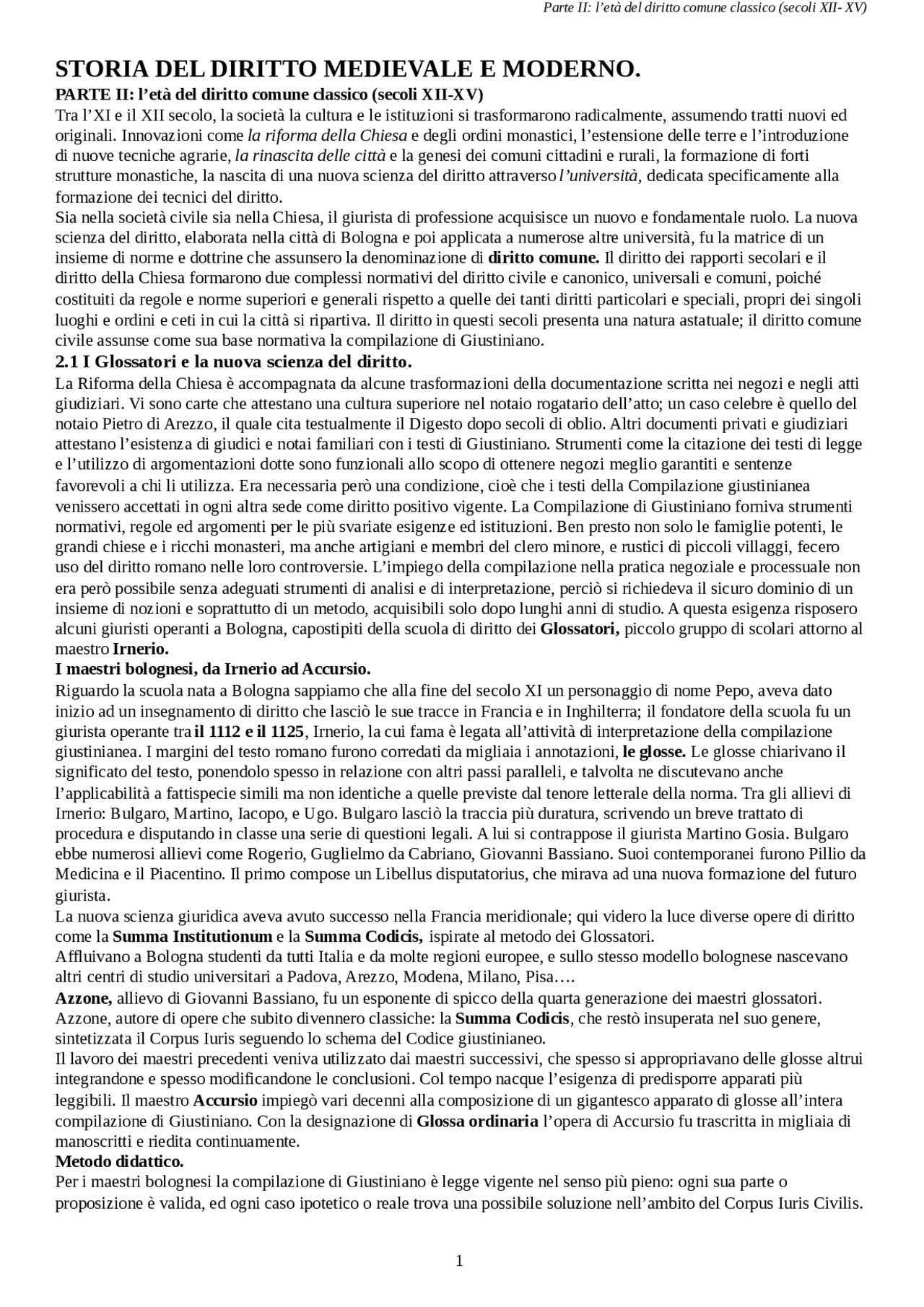Storia Del Diritto Medievale E Moderno Pt Ii Docsity