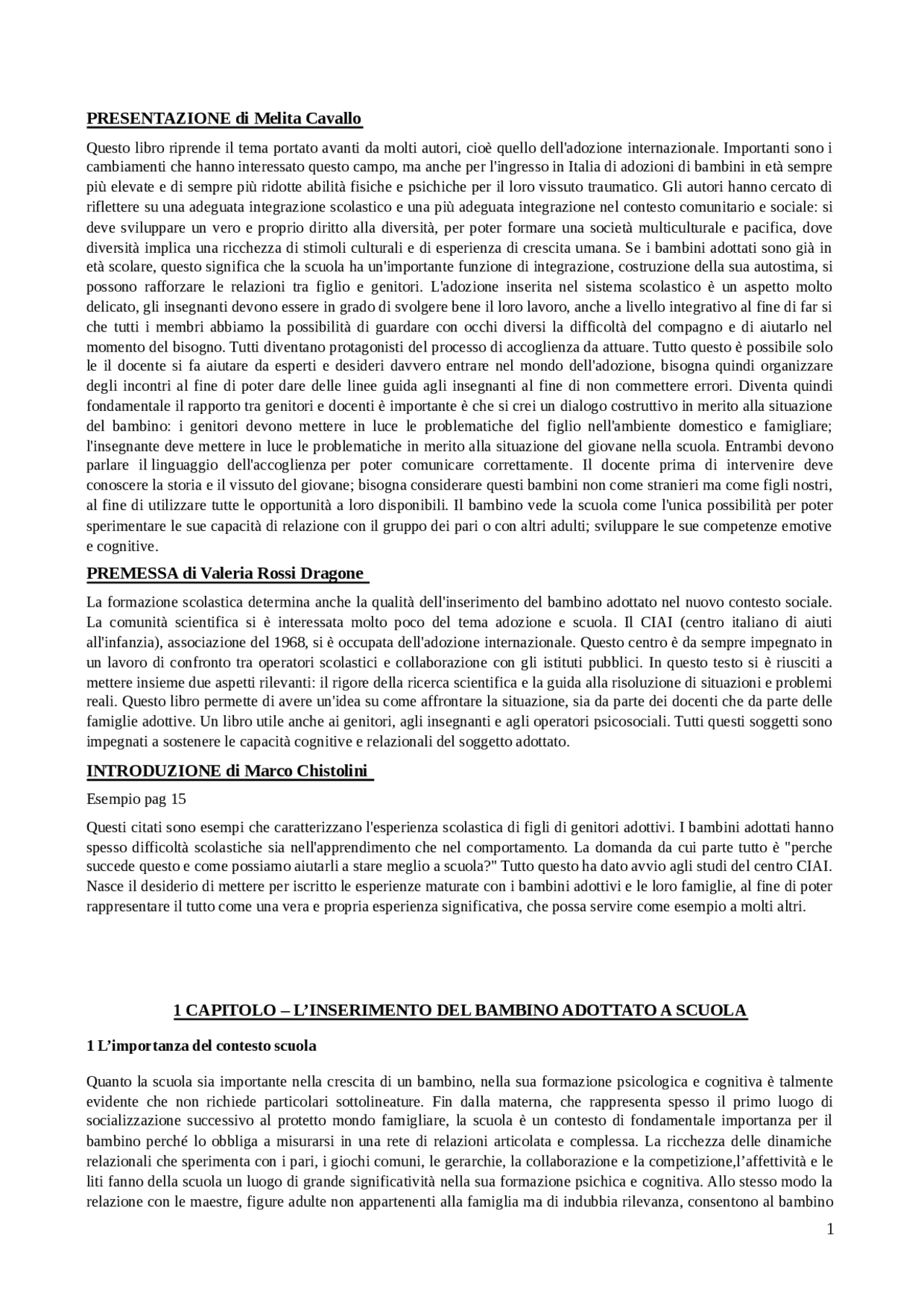 Scuola E Adozione Chistolini Docsity