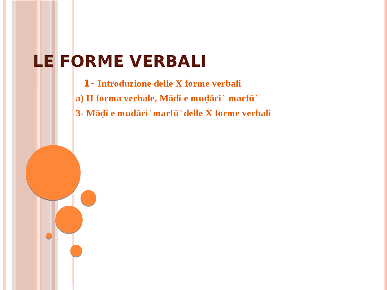 Le forme verbale nella lingua araba - Docsity