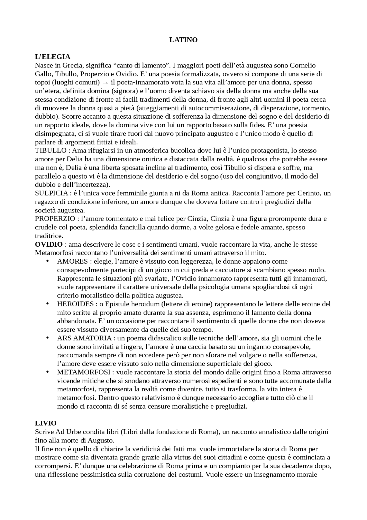 Programma Latino 5° Anno Docsity