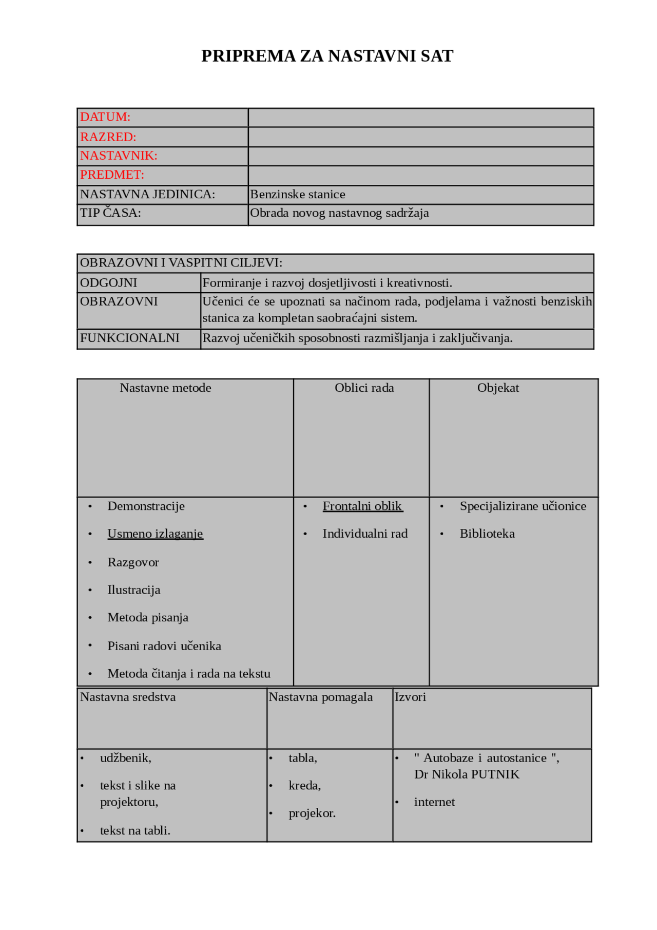 Benzinske stanice za motorna vozila | Beleške' predlog Saobraćajno ...