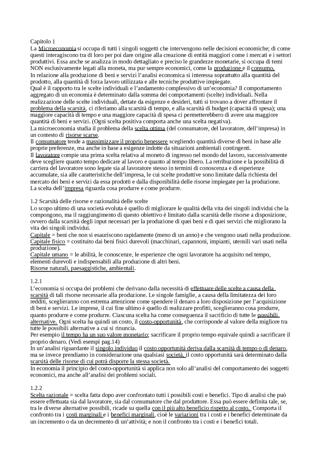 Riassunti Microeconomia Boccella Docsity