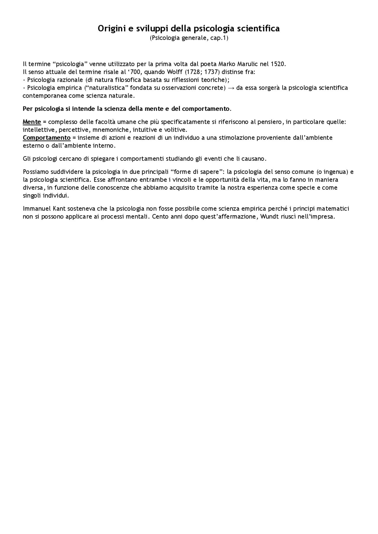 Riassunto Di Psicologia Generale Completo Docsity