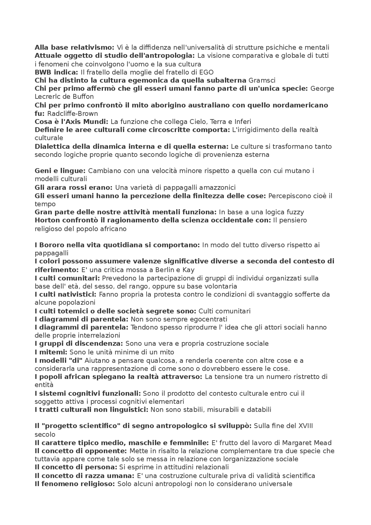 Esame Antropologia 24 Cfu Docsity
