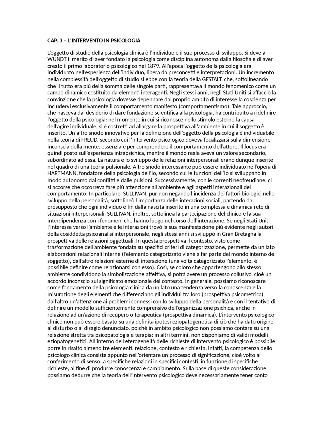 Lintervento In Psicologia Clinica Grasso Docsity