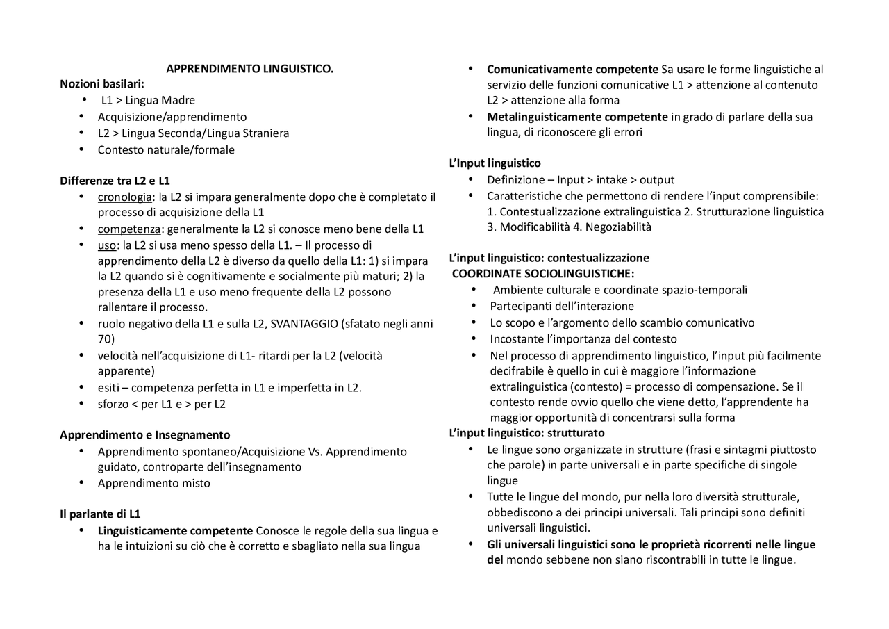 Multiculturalità E Apprendimento Linguistico Docsity