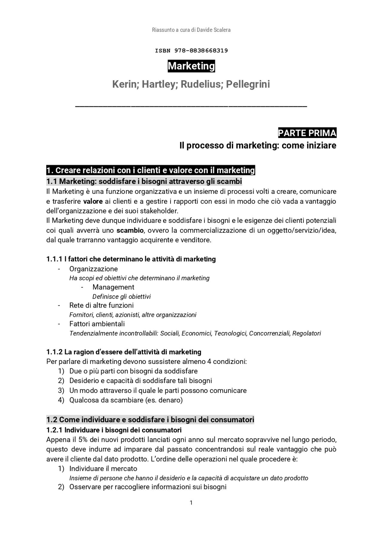 Kerin Marketing Riassunto Per Paragrafi Docsity
