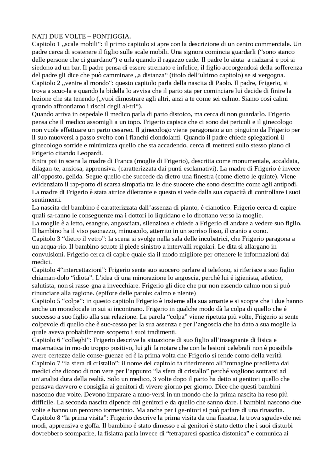 Nati due volte - Pontiggia | Appunti di Letteratura | Docsity