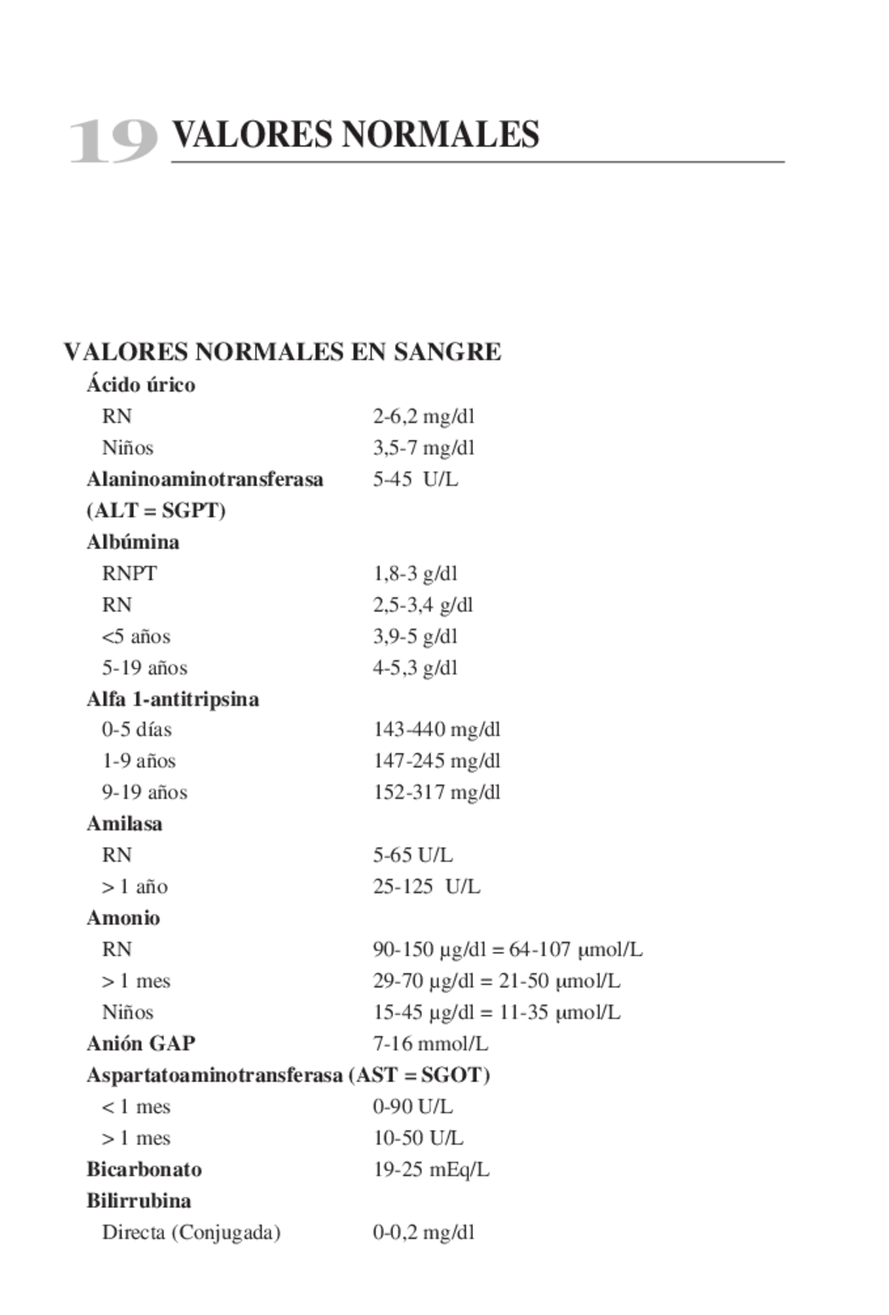 Valores Normales En Sangre Docsity