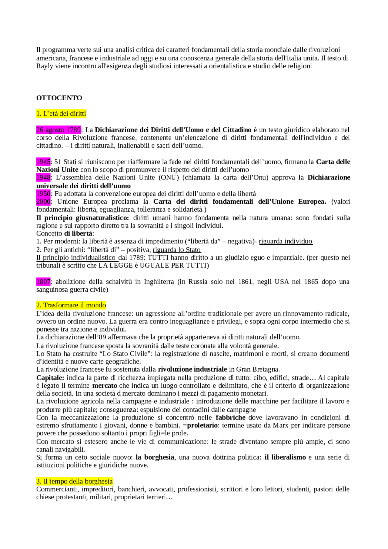 Storia Contemporanea Docsity