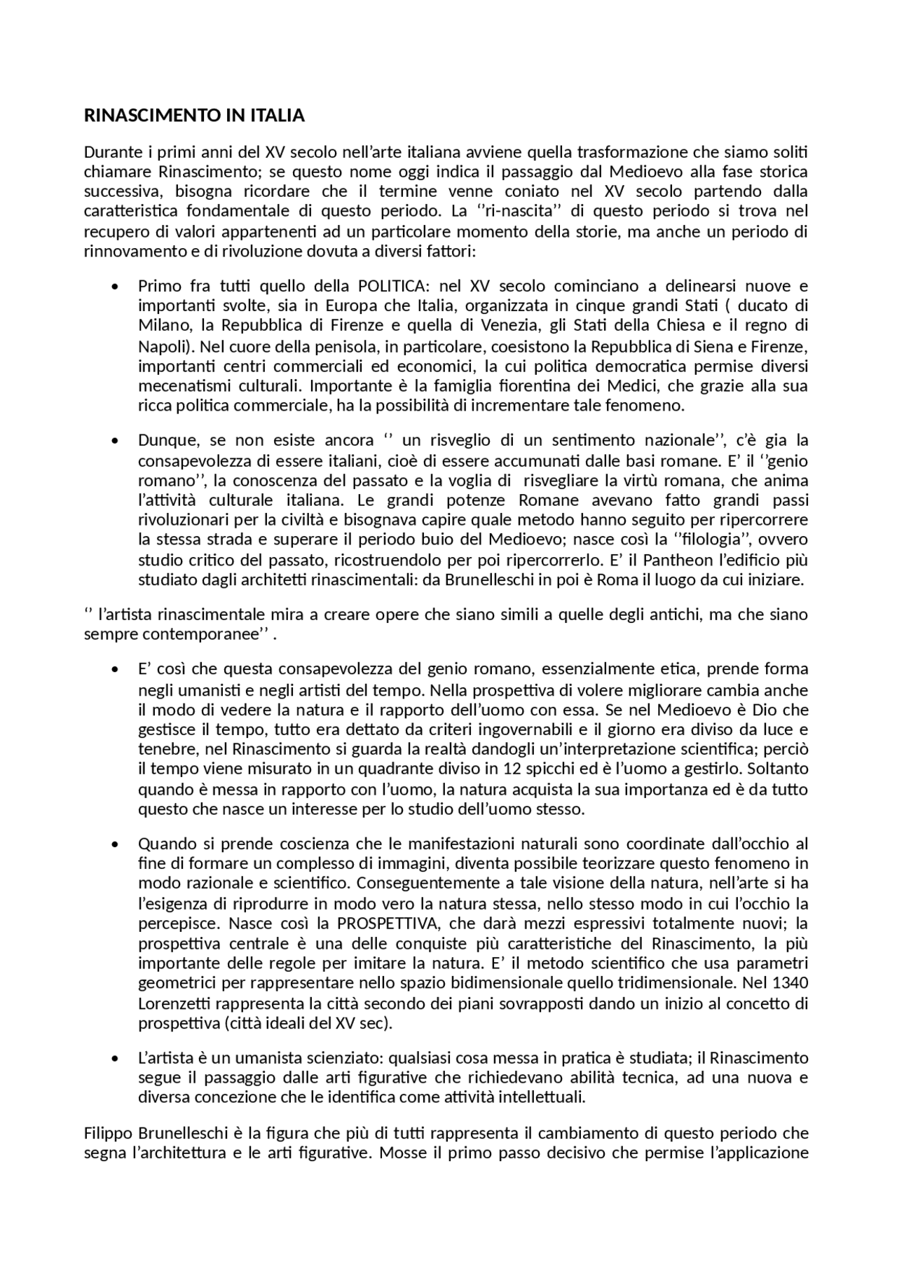 Rinascimento E Brunelleschi Docsity