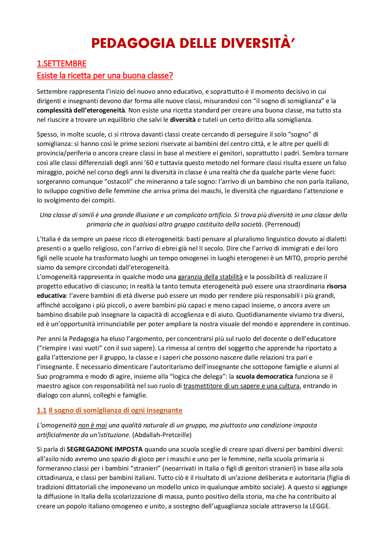 Riassunto Di Pedagogia Delle Diversità Come Sopravvivere Un Anno In