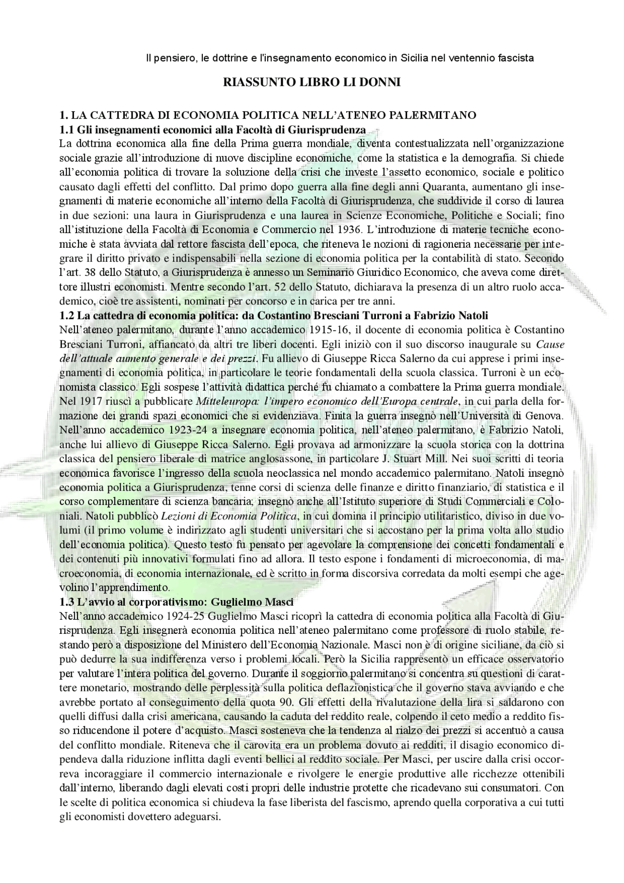 Riassunto Libro Li Donni Unipa Docsity