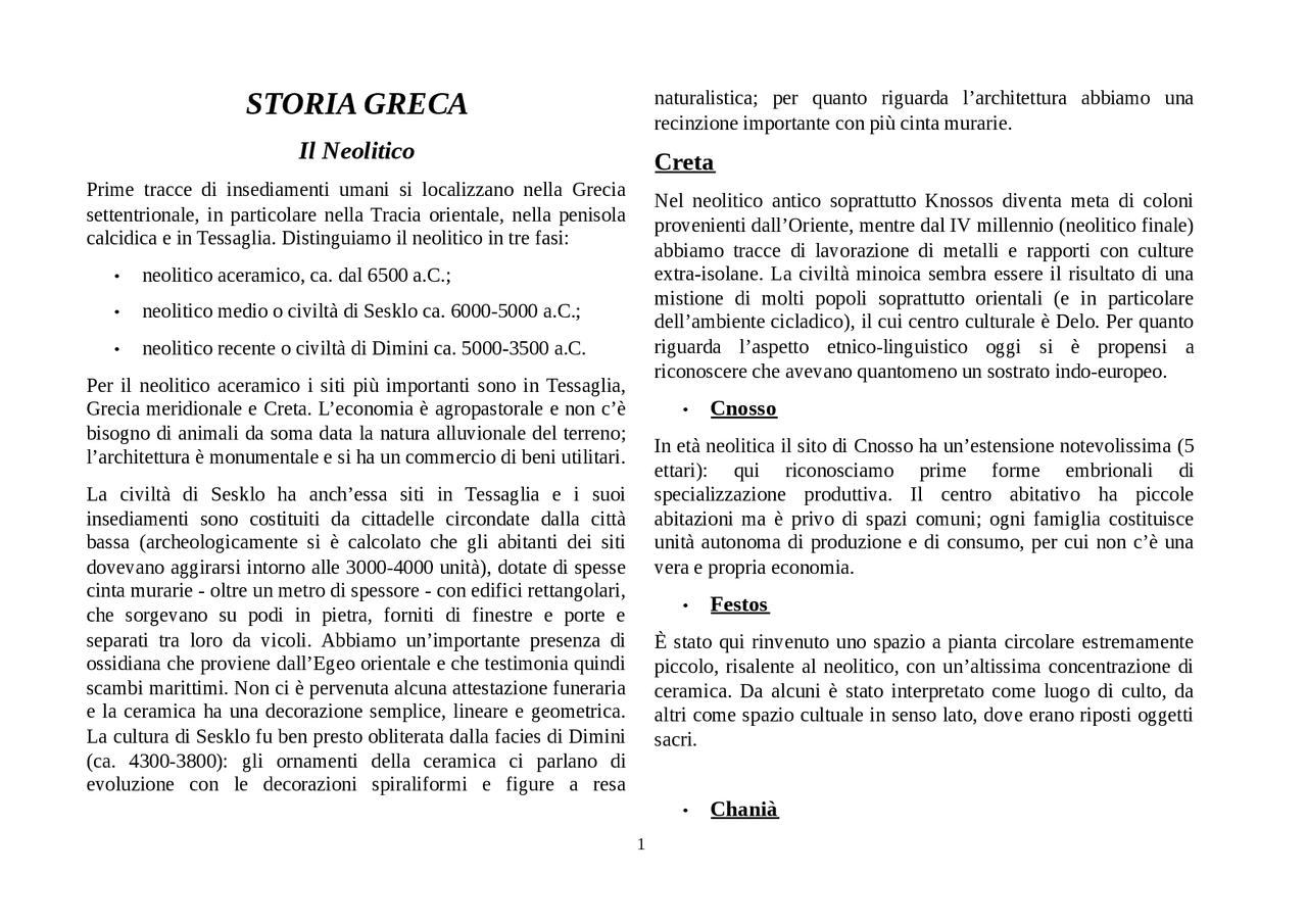 Riassunto Di Storia Greca Docsity