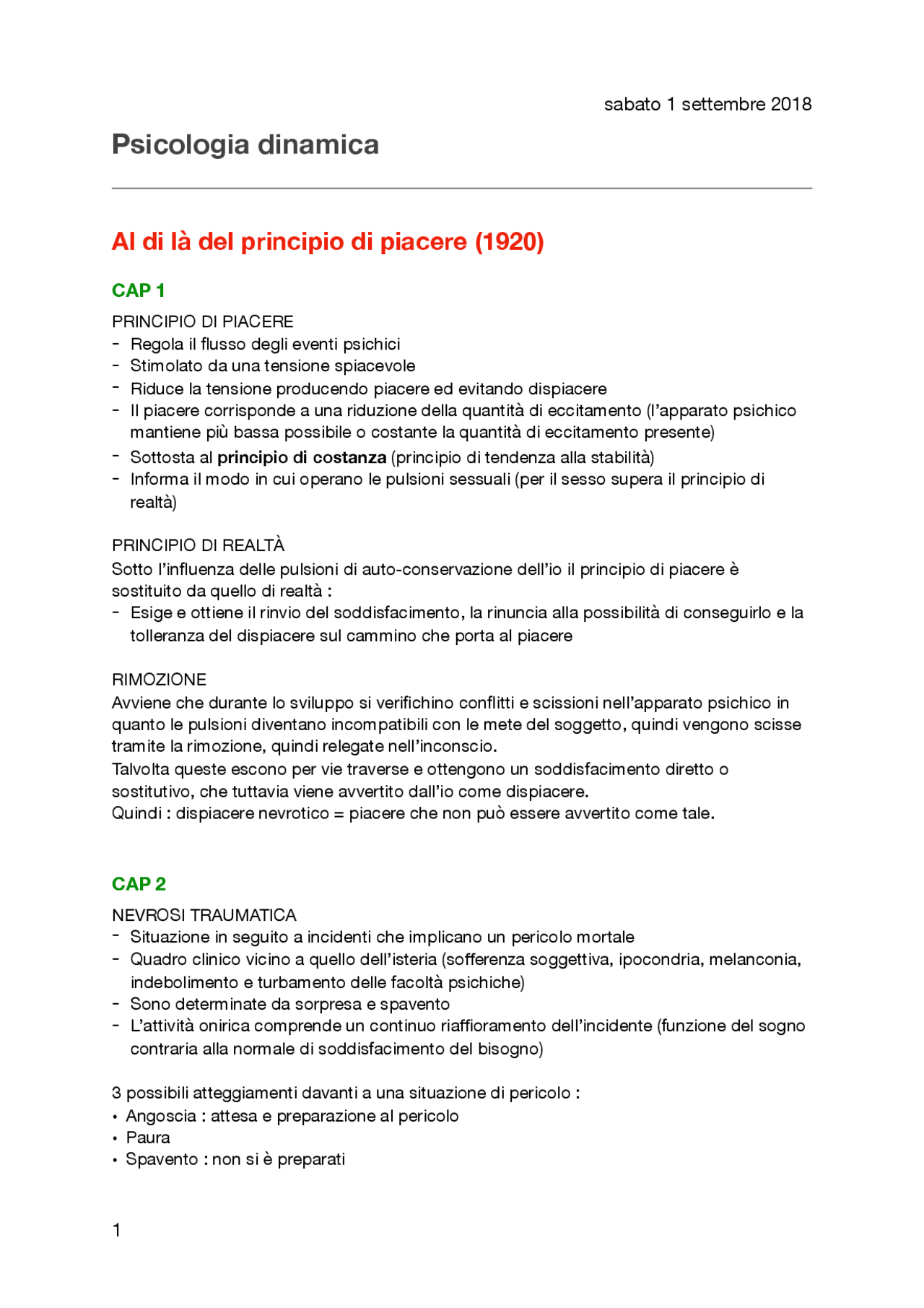 Riassunto Libro Al Di Là Del Principio Di Piacere Di Freud Docsity