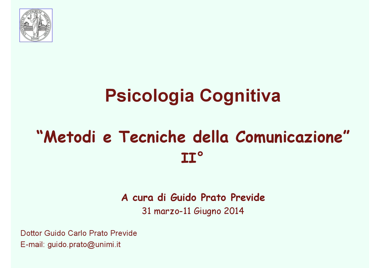 Psicologia Della Comunicazione Docsity