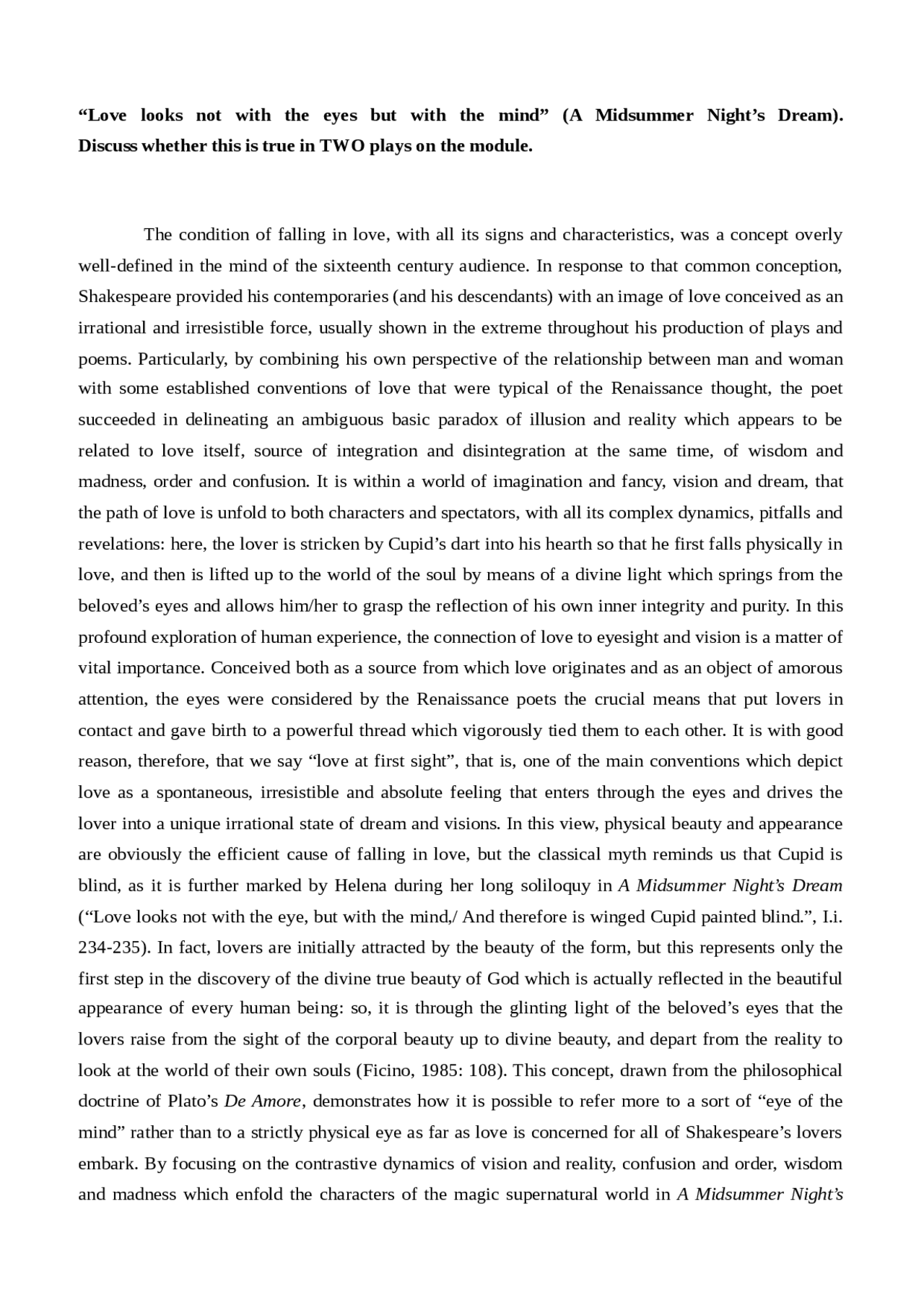 "A Midsummer Night's Dream" & "Measure for Measure": a comparative ...