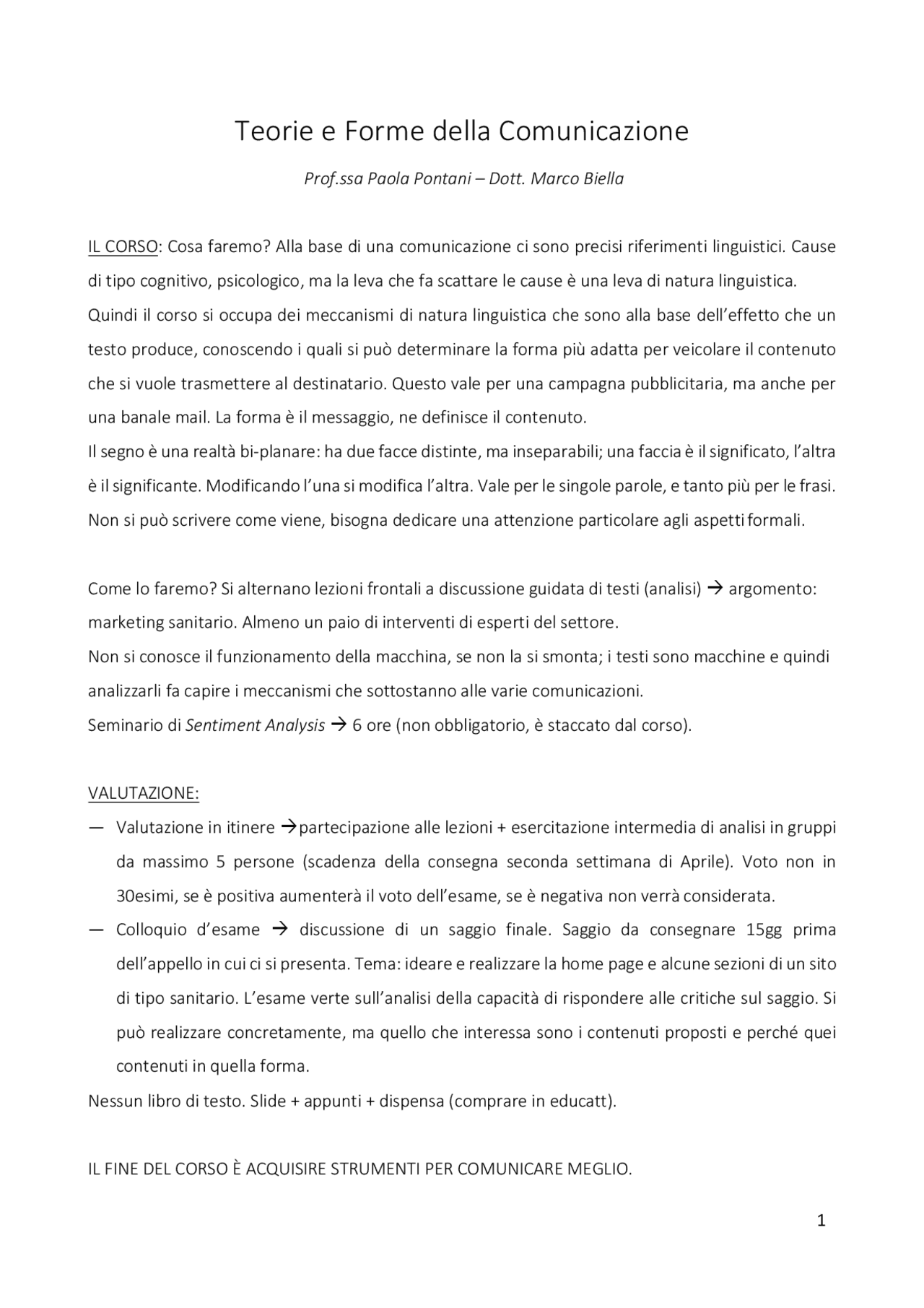 Appunti Teorie E Forme Della Comunicazione Docsity