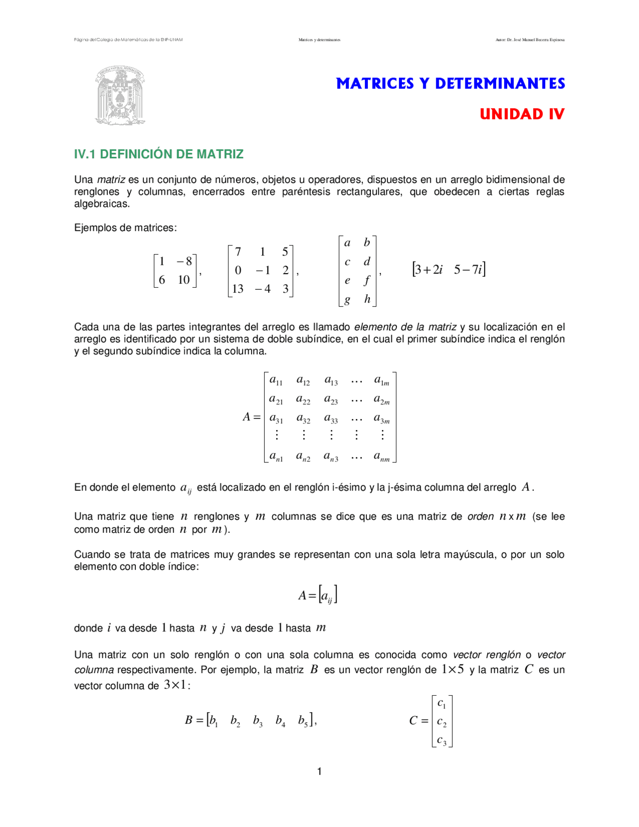 EJERCICIOS DE MATRICES UNAN - Docsity