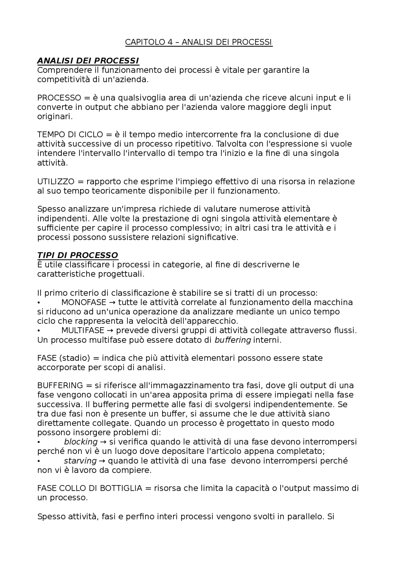 Riassunto Operation Management Docsity