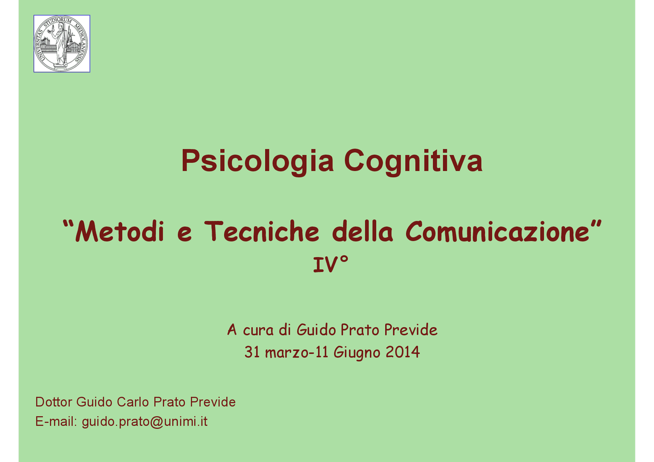 Psicologia Della Comunicazione Docsity