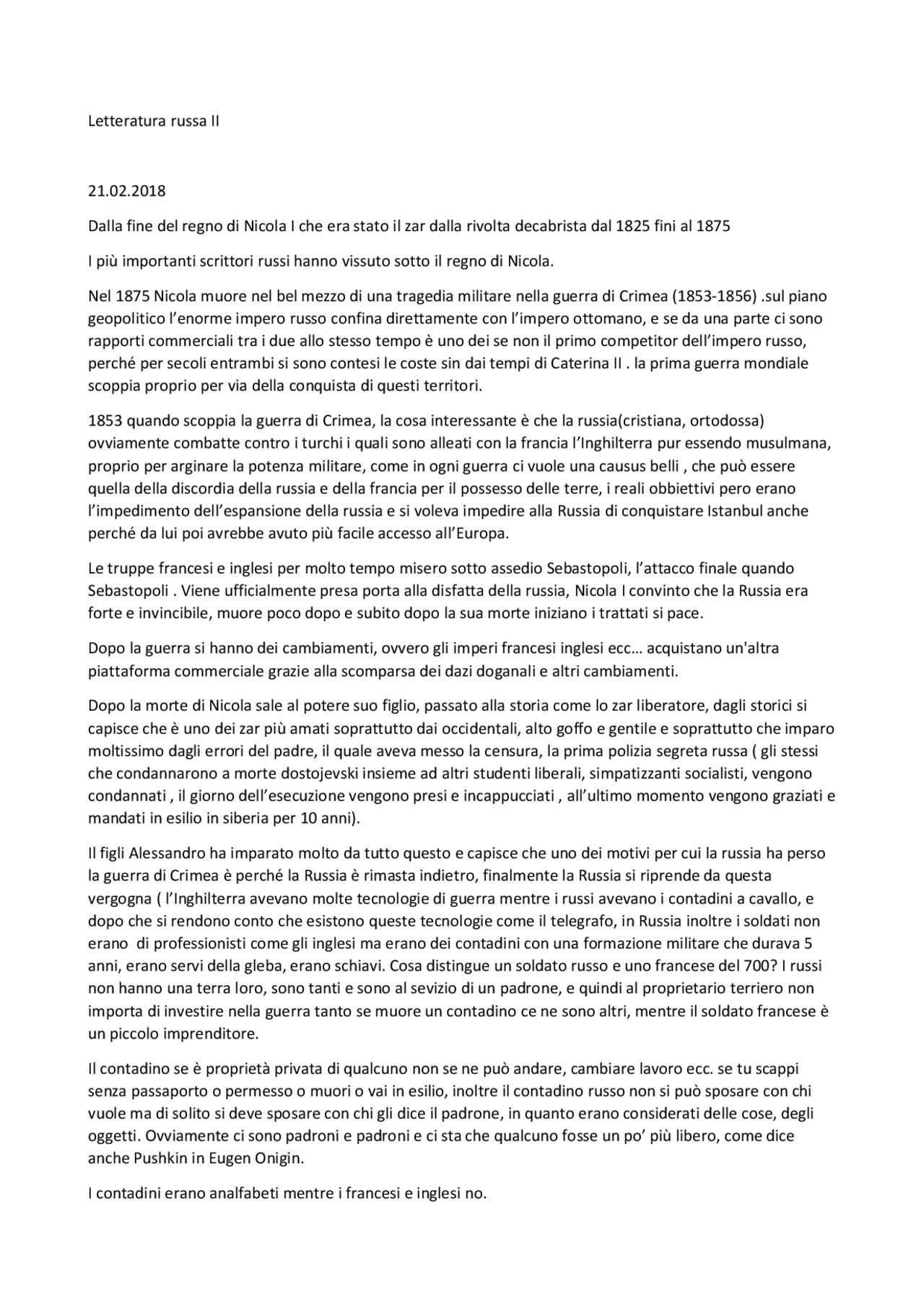 Appunti Di Letteratura Russa Ii Docsity