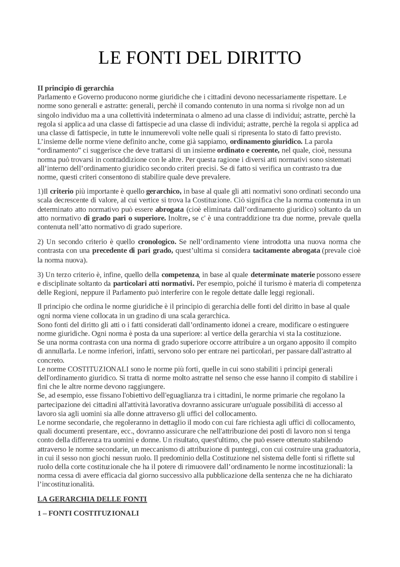 Le Fonti Del Diritto Docsity