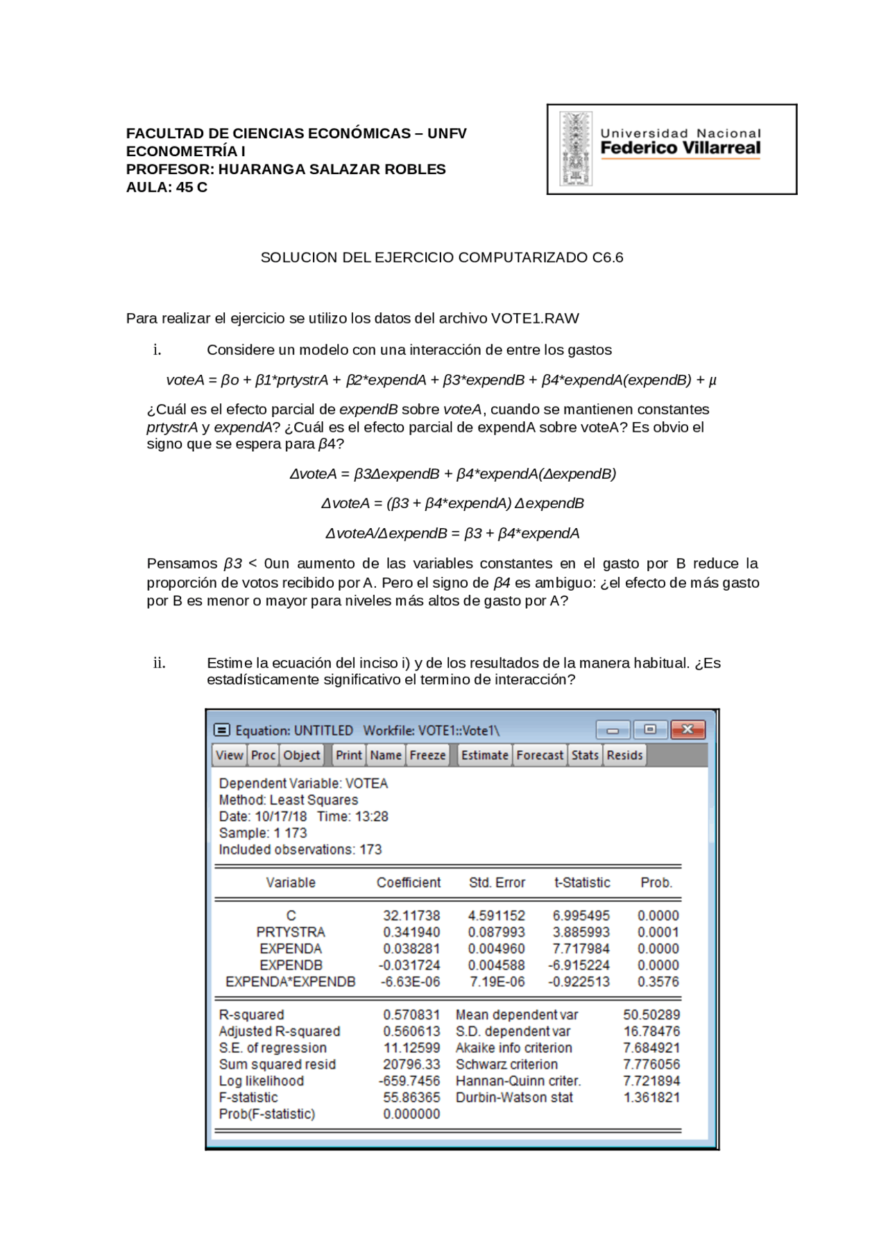 Ejercicios Resueltos de Econometria - Docsity
