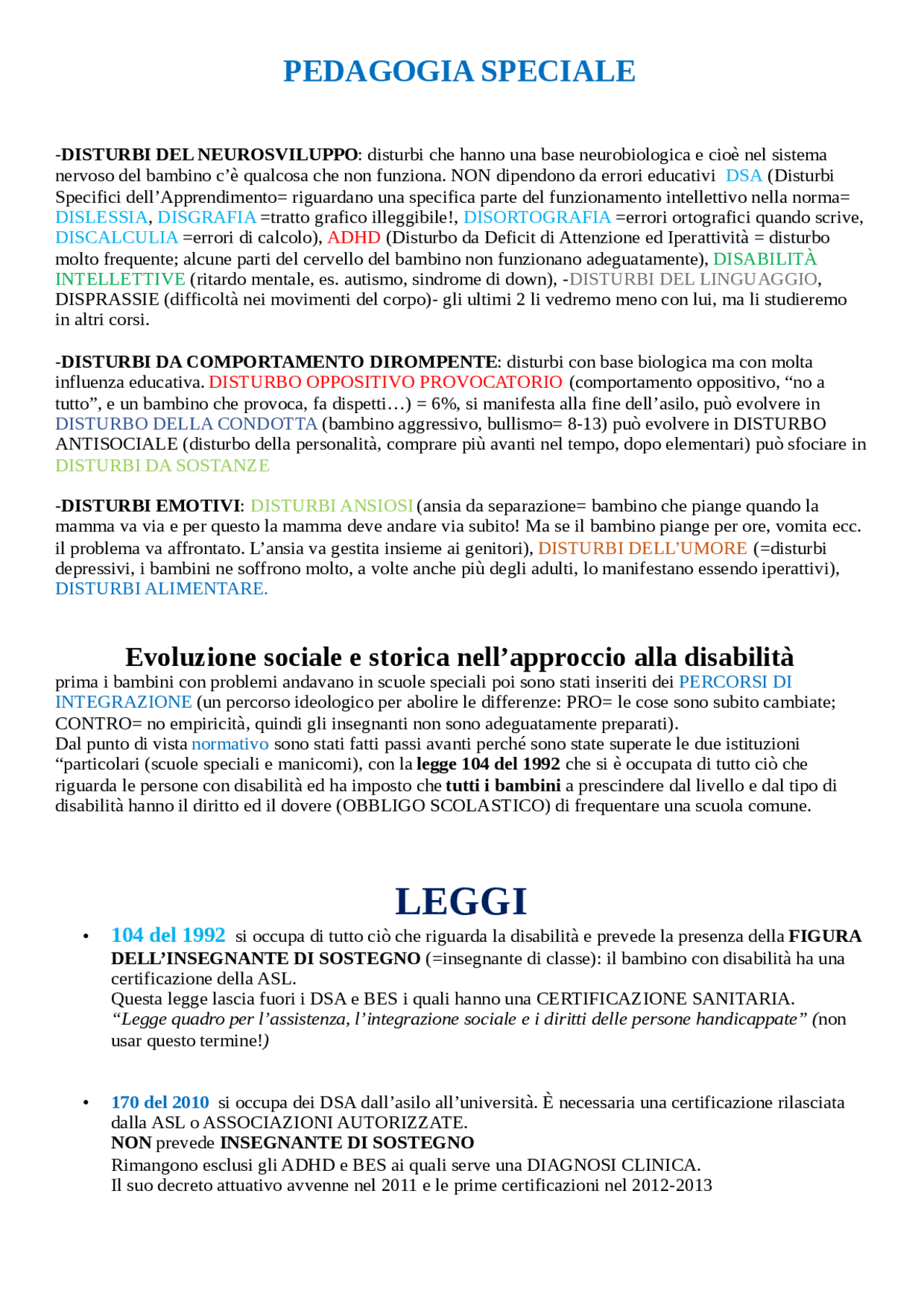 Appunti Dsa Lezioni Pedagogia Speciale Docsity