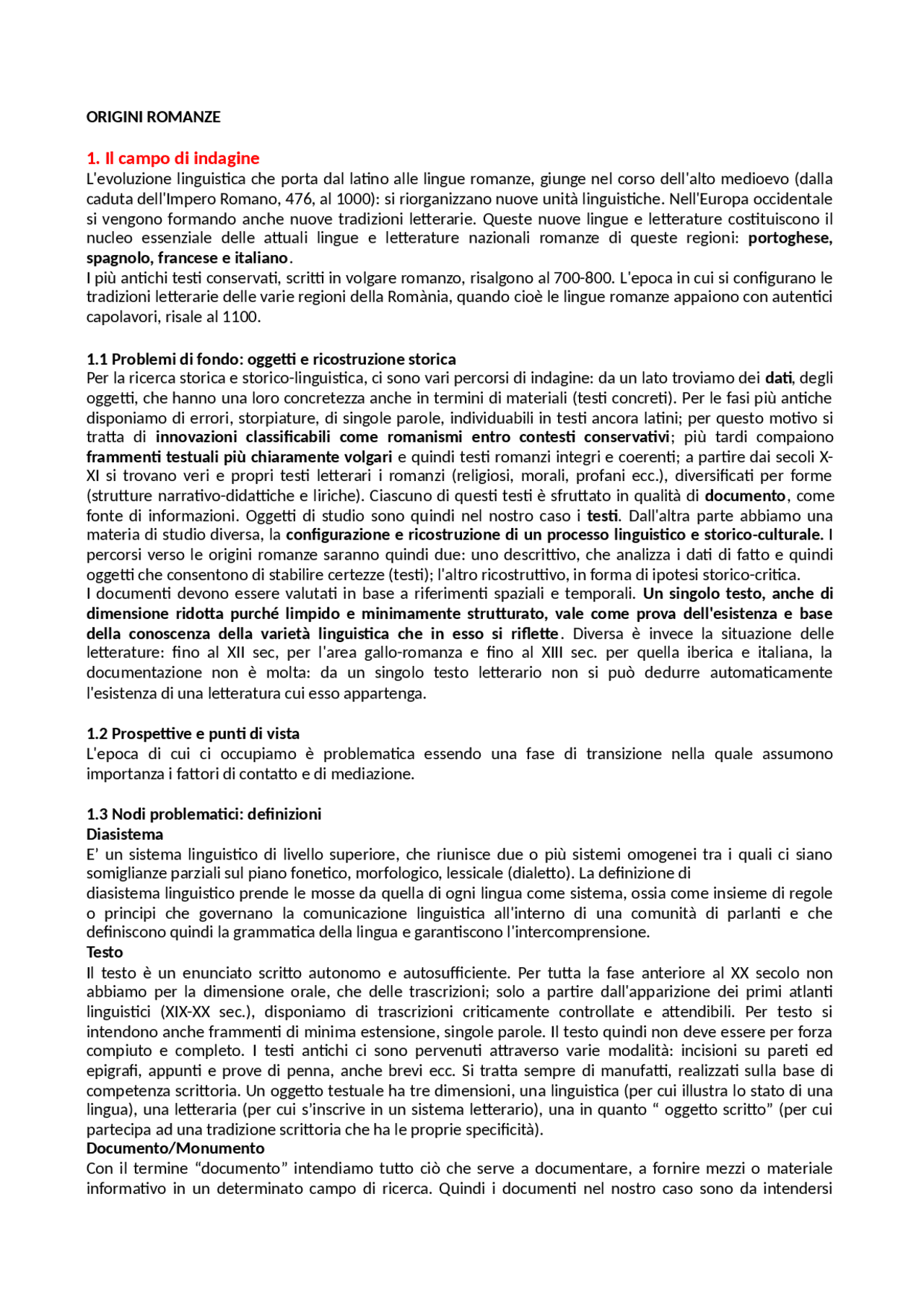 Origini Romanze Asperti Docsity