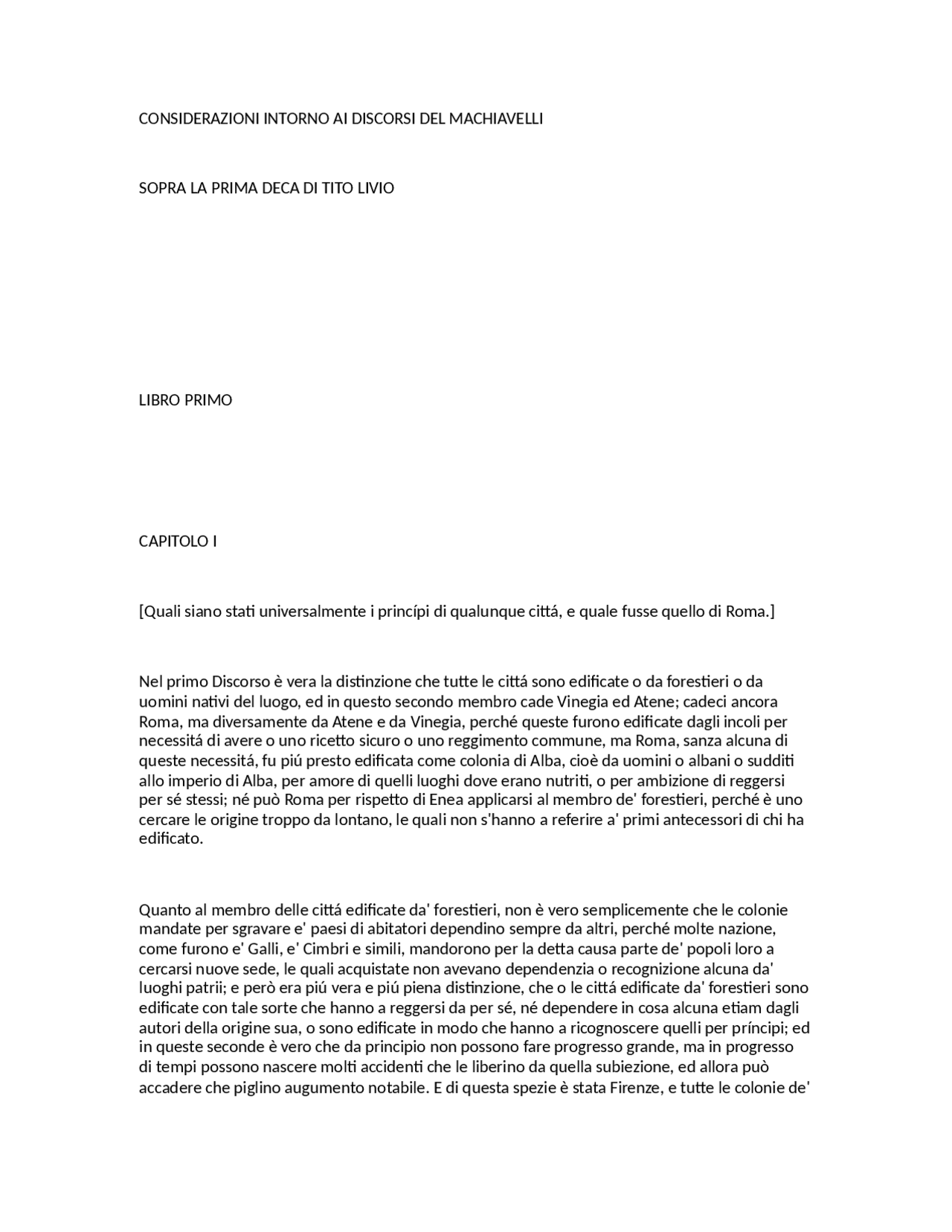 Machiavelli Discorsi Su Tito Livio Docsity
