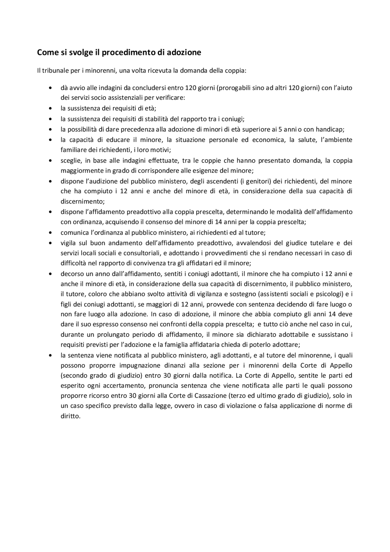 Riassunto Procedimento Di Adozione Docsity
