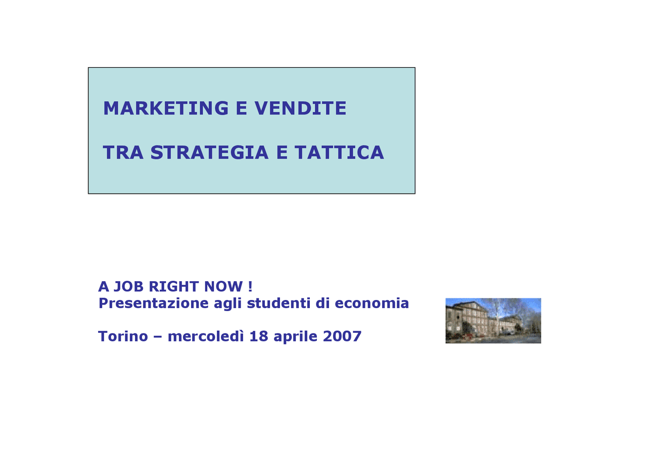 Marketing E Vendita Docsity